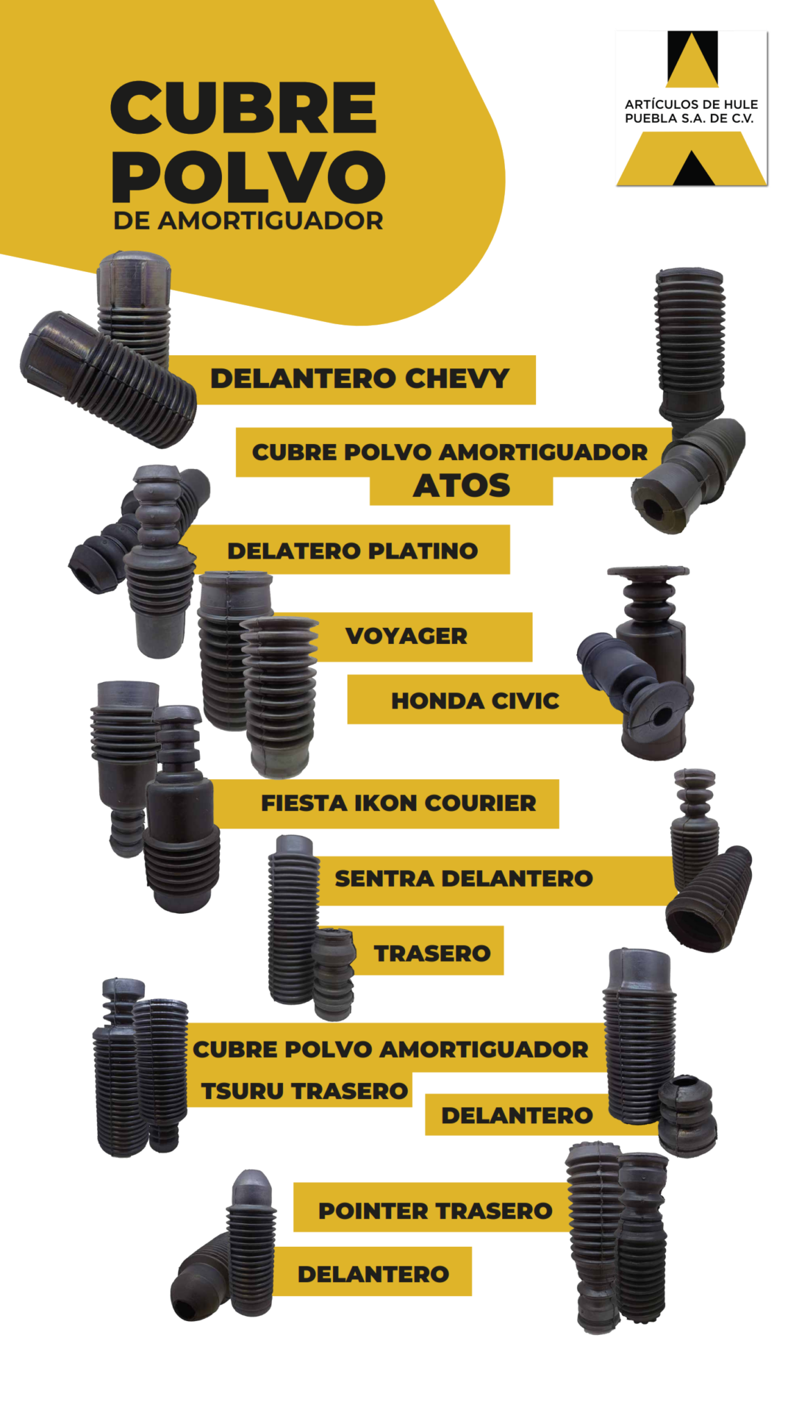 HULES AUTOMOTRICES – Articulos de hule Puebla